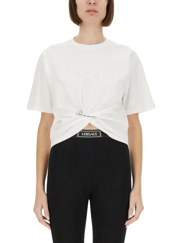 Versace Logo-embroidered T-shirt - White