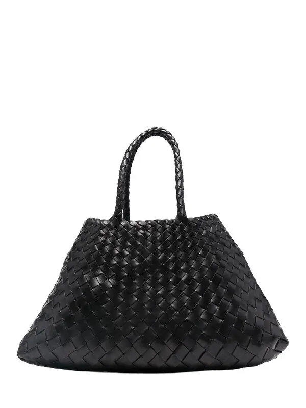 Dragon Diffusion Woven Leather Mini Double Handle Bag - Black