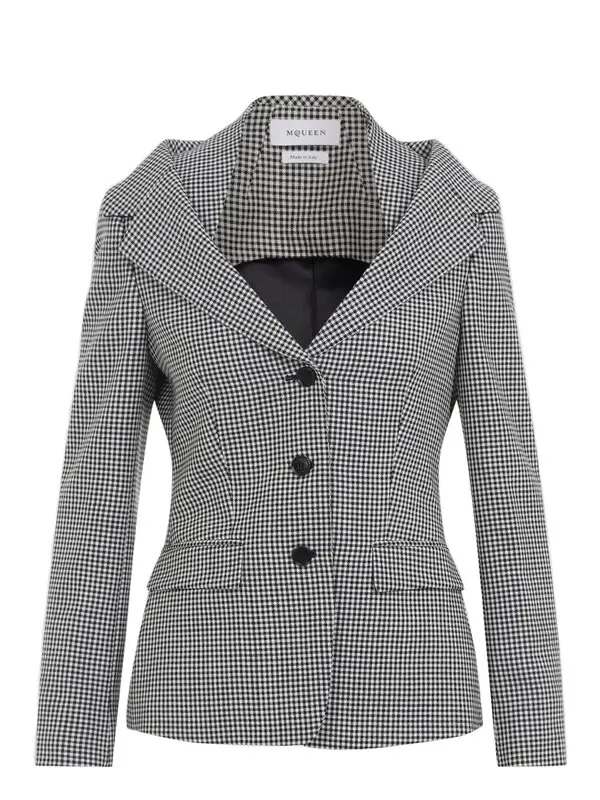 Alexander McQueen Off Shoulder Wool Jacket With Harness Detail - Black