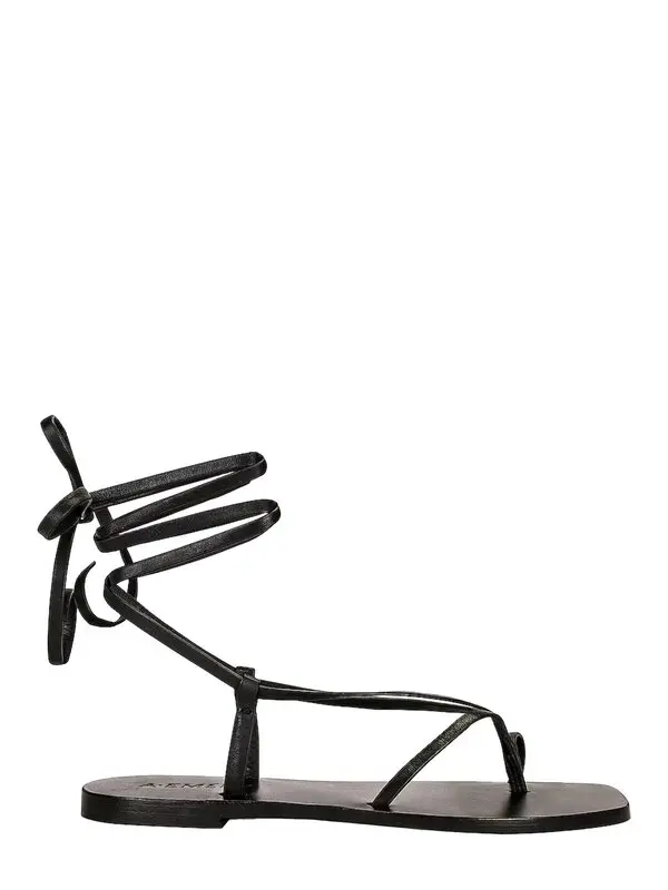 A.emery Grecian Gladiator Sandals With Logo Sole - Black