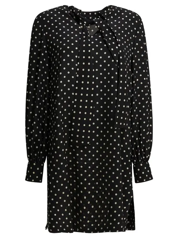 Valentino Garavani Mini Flared Dress With Long Sleeves And Knotted Bow - Black