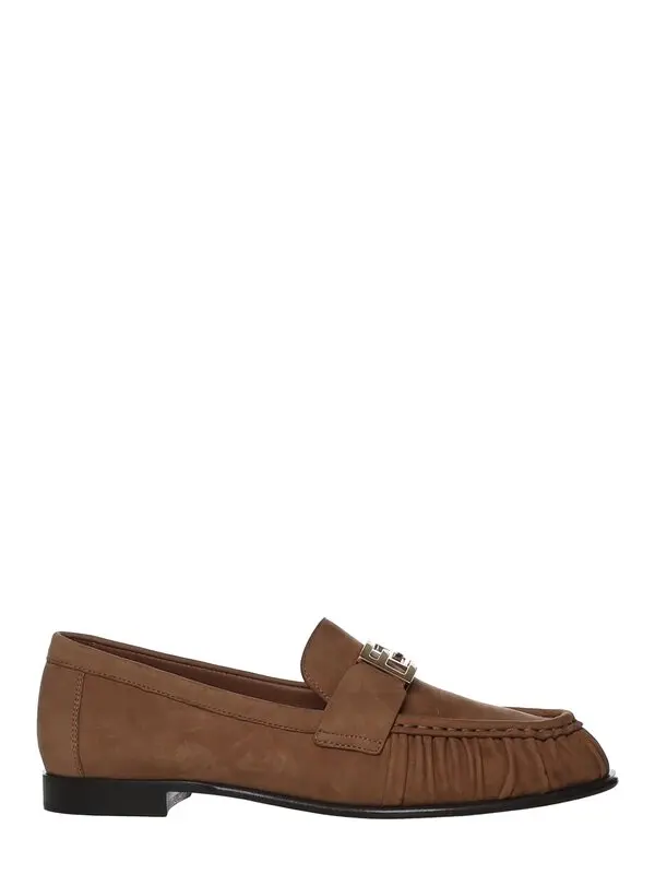 Fendi Round Toe Flat Shoes With Handbag Accessory - Brown