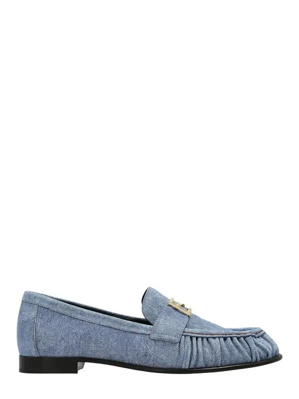 Fendi Round Toe Gathered Loafers - Blue