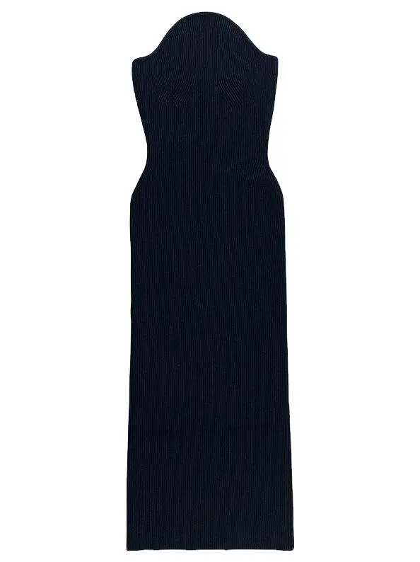 Khaite Ribbed Mini Dress - Black