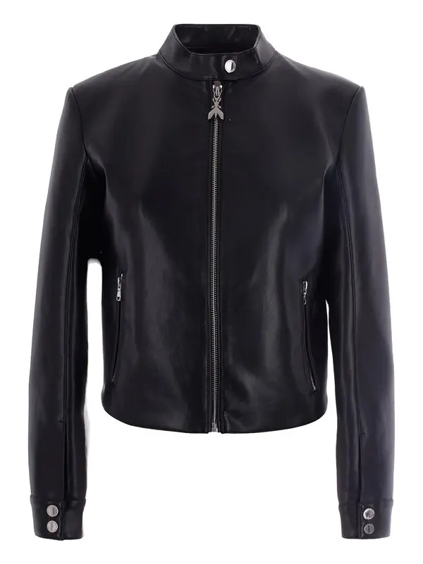 Patrizia Pepe Cropped Leather Jacket - Nero