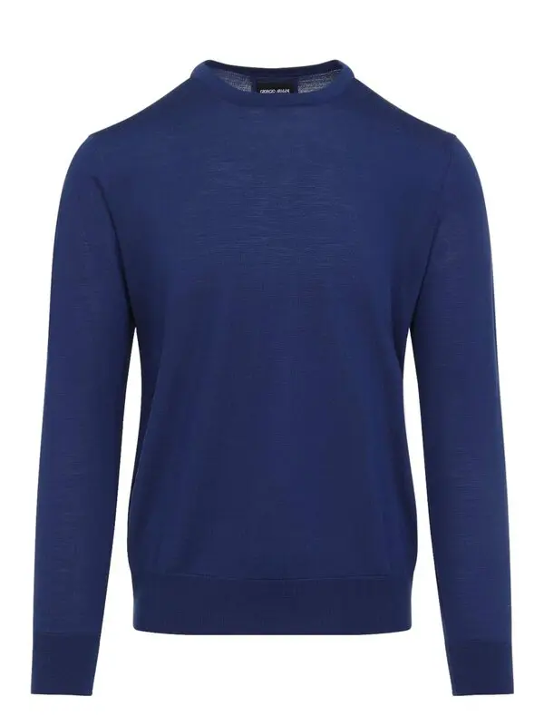 Giorgio Armani Virgin Wool Crew Neck Jumper - Blue