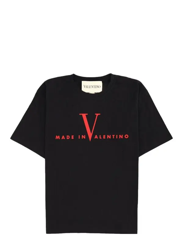 Valentino Garavani Cotton T-shirt With Made In Print For - Black