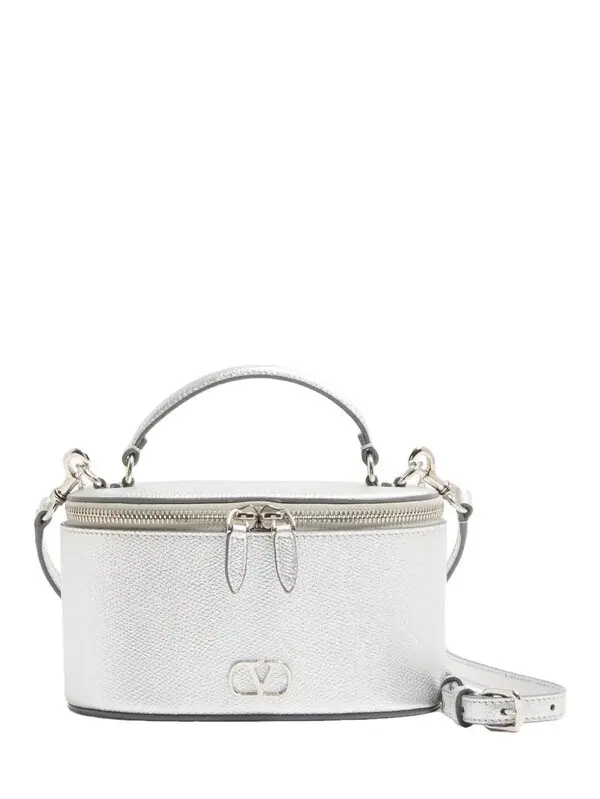 Valentino Garavani Mini Vanity Case With Top Handle And Detachable Shoulder Strap - Silver