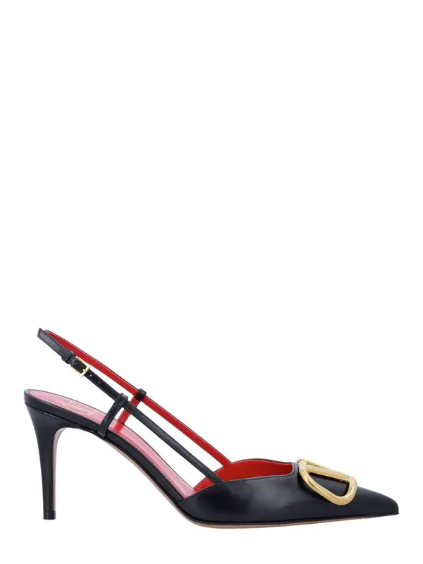 Valentino Garavani V Logo Slingback Pumps - Black