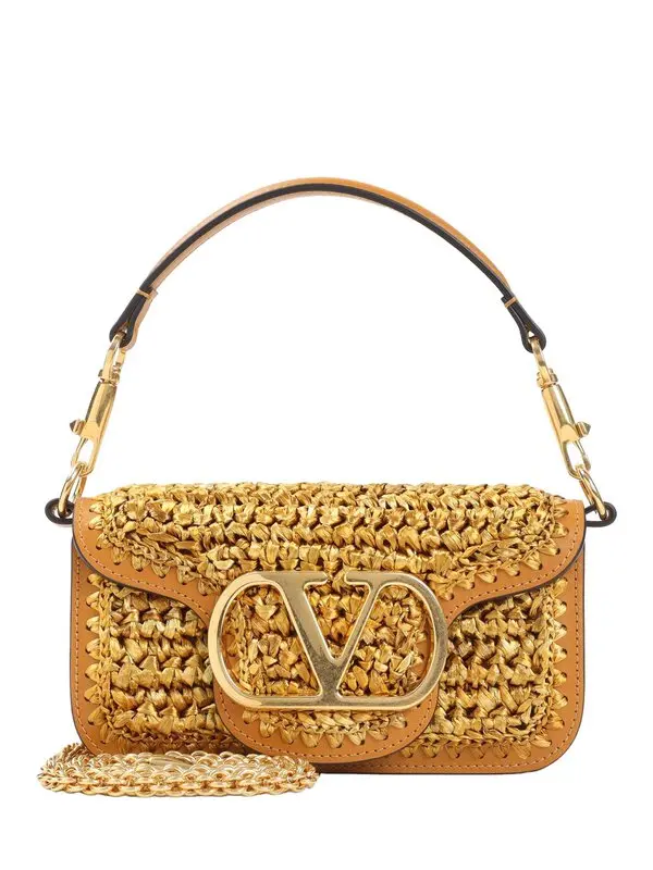 Valentino Garavani Mini Woven Handbag With Gold Tone V Logo - Multicolor