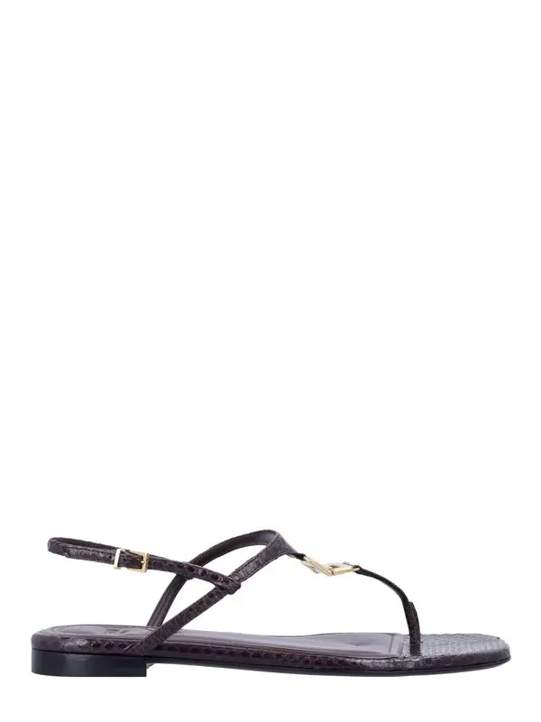 Fendi Ayers Leather Thong Sandals - Brown