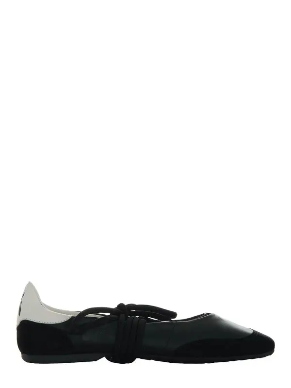 Patrizia Pepe Lace-up Leather Ballet Flats - Nero