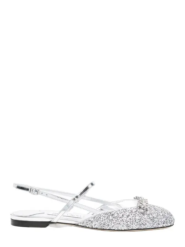 JIMMY CHOO Belinda Glitter Bow Sandals - Silversilv