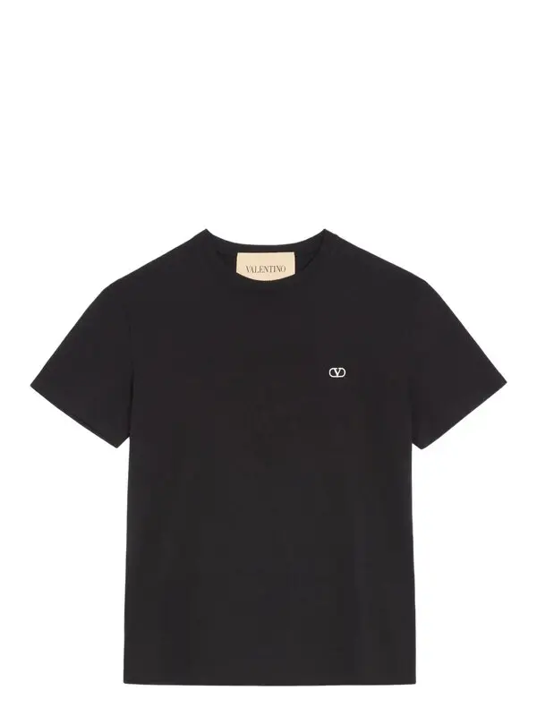 Valentino Garavani Classic Embroidered Regular Fit T-shirt Size - Nero