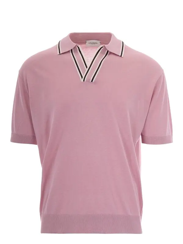 PAOLO PECORA Short-sleeve Knit Polo Shirt - Rosa