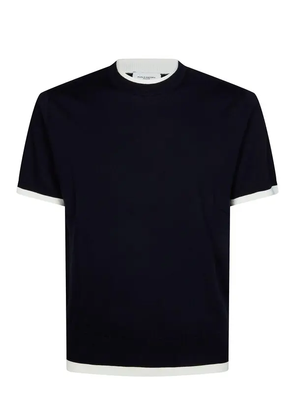 PAOLO PECORA Contrast Trim Crewneck Sweater - Blu