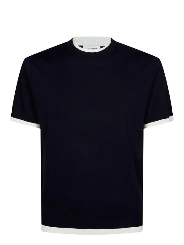 PAOLO PECORA Contrast Trim Crewneck Short-sleeve T-shirt - Blu