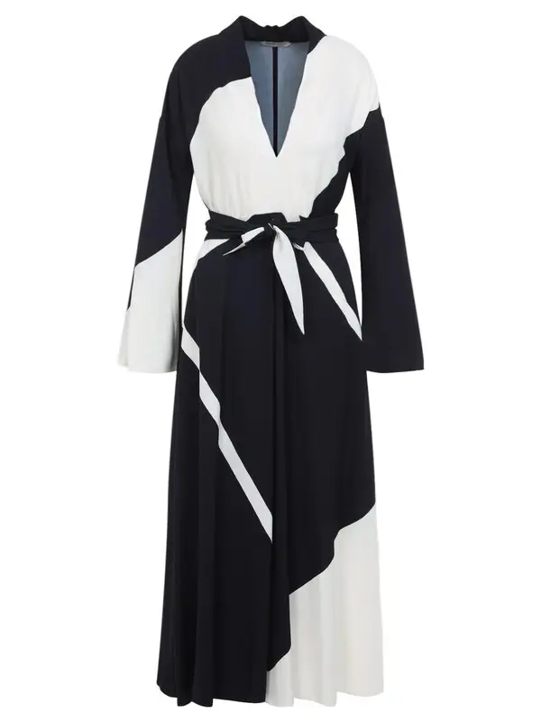 Alberta Ferretti Printed Viscose Twill Midi Dress - Black