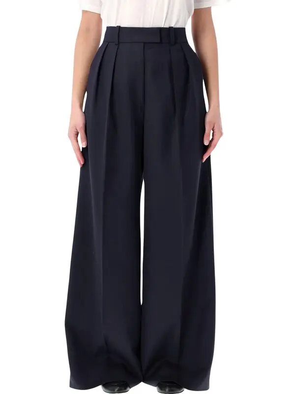 ANINE BING Pleated Palazzo Trousers - Blue