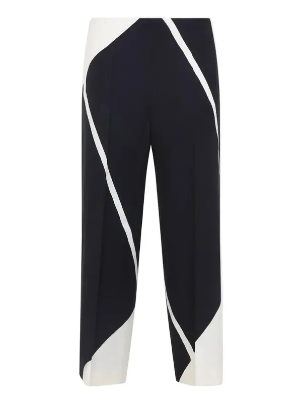 Alberta Ferretti Printed Linen Cropped Trousers - Black