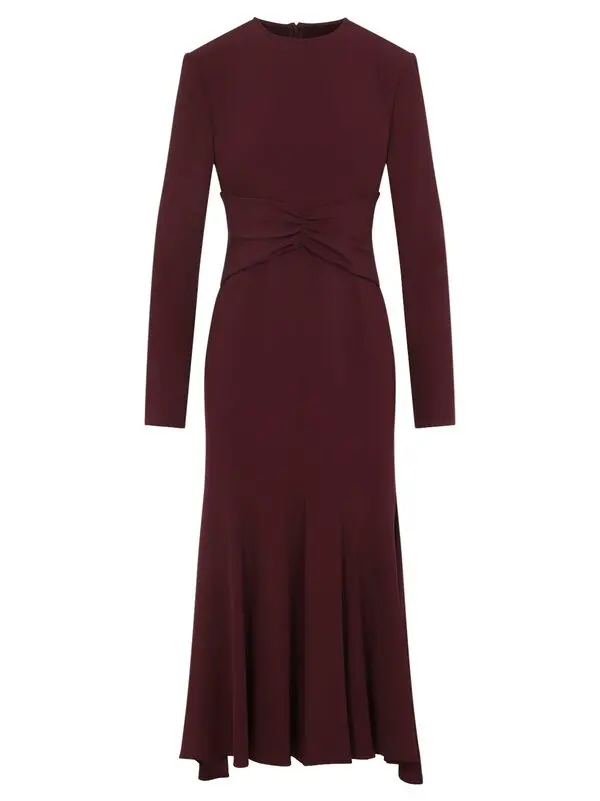 Alberta Ferretti Long Sleeve Midi Dress - Red