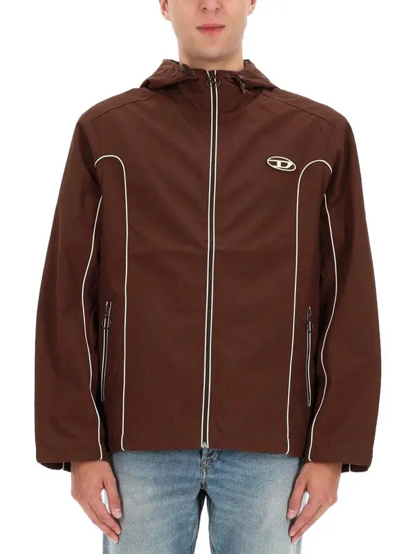 DIESEL® J-hives Windbreaker Jacket With Contrast Piping - Brown