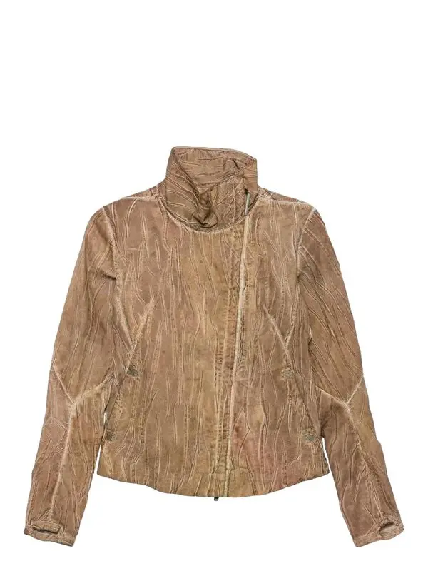 ISAAC SELLAM EXPERIENCE Beige Crinkled Effect Jacket - Brown