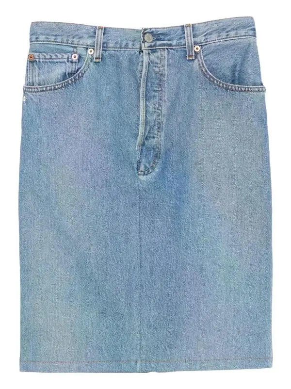 BLESS Front Slit Denim Skirt - Blue