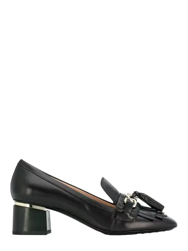 TOD'S Leather Loafers With Chain Detail - Black