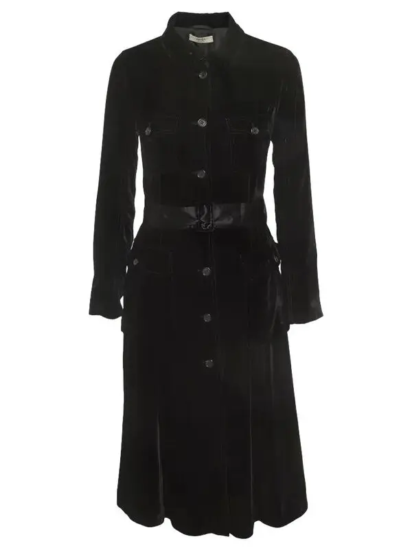 Prada Belted Velvet Midi Dress - Black