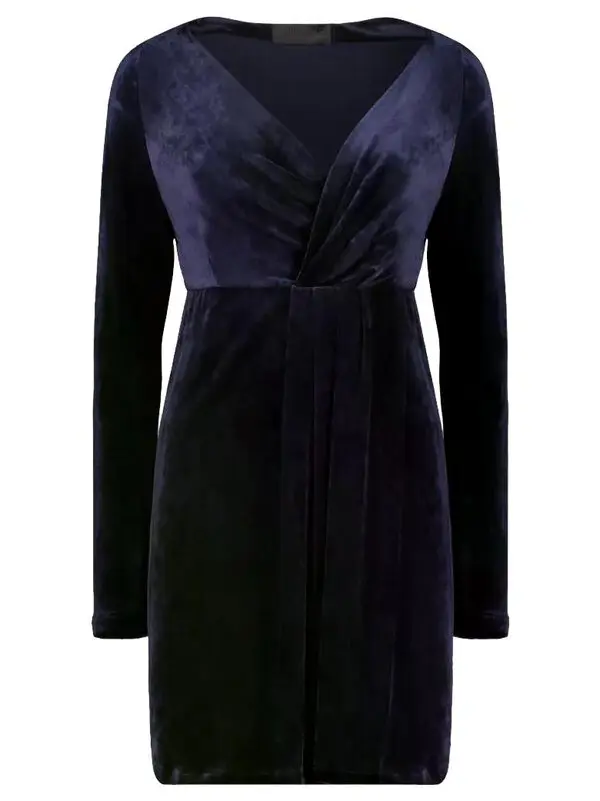Alberta Ferretti V-neck Long-sleeve Mini Dress - Blue