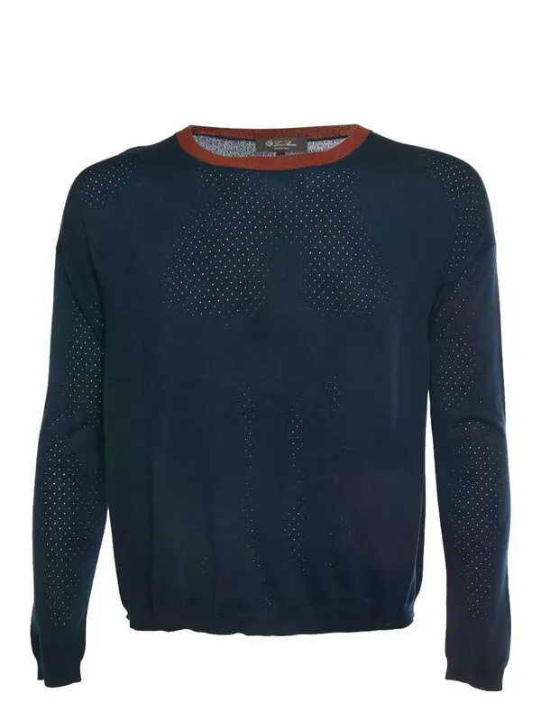 Loro Piana Perforated-knit Crew-neck Sweater - Blue