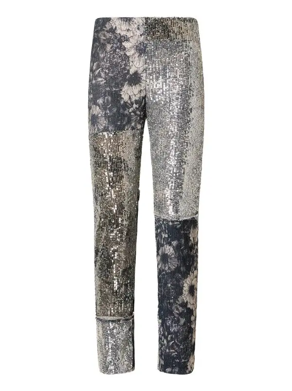 MAISON MARGIELA Sequined Patchwork Jersey Straight-leg Pants - Silver