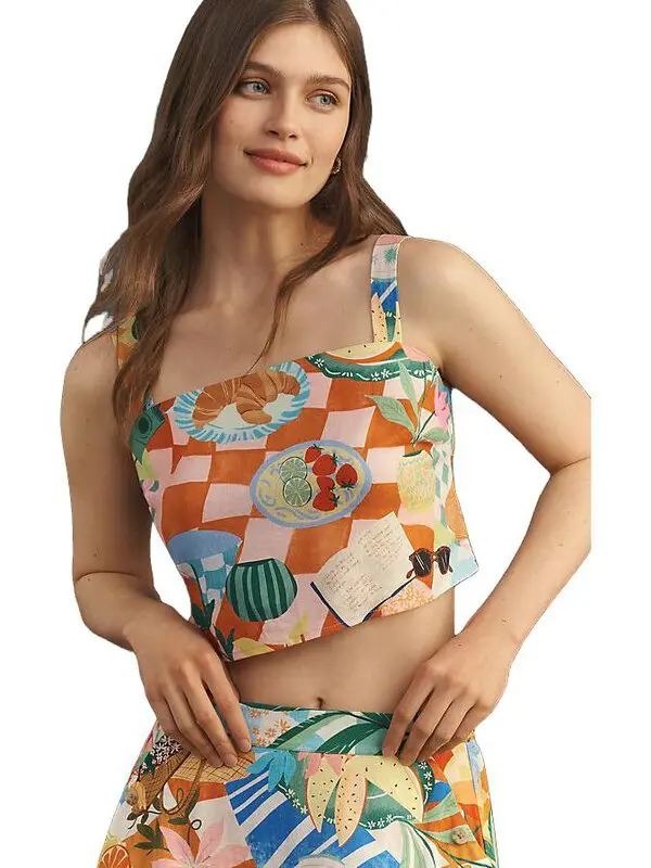 HUTCH Adri Crop Top - Yellow Pattern