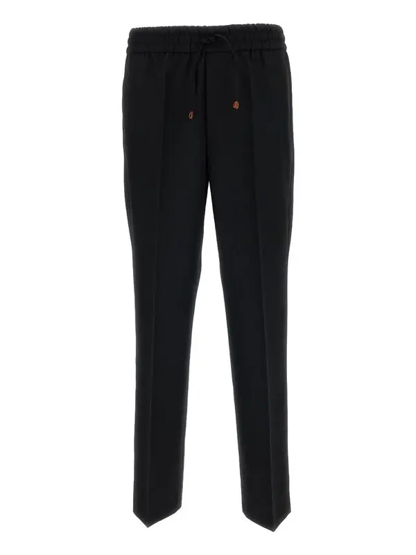 Drole De Monsieur Wool-blend Drawstring Trousers - Nero