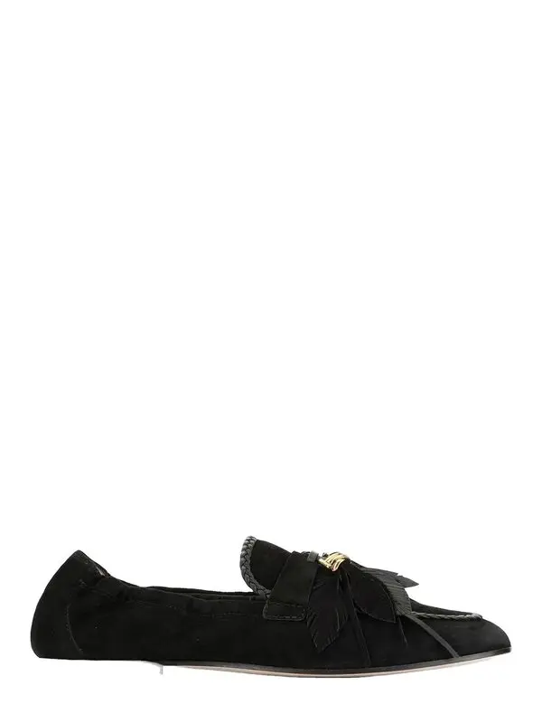 TOD'S Feather Appliqué Loafers - Black