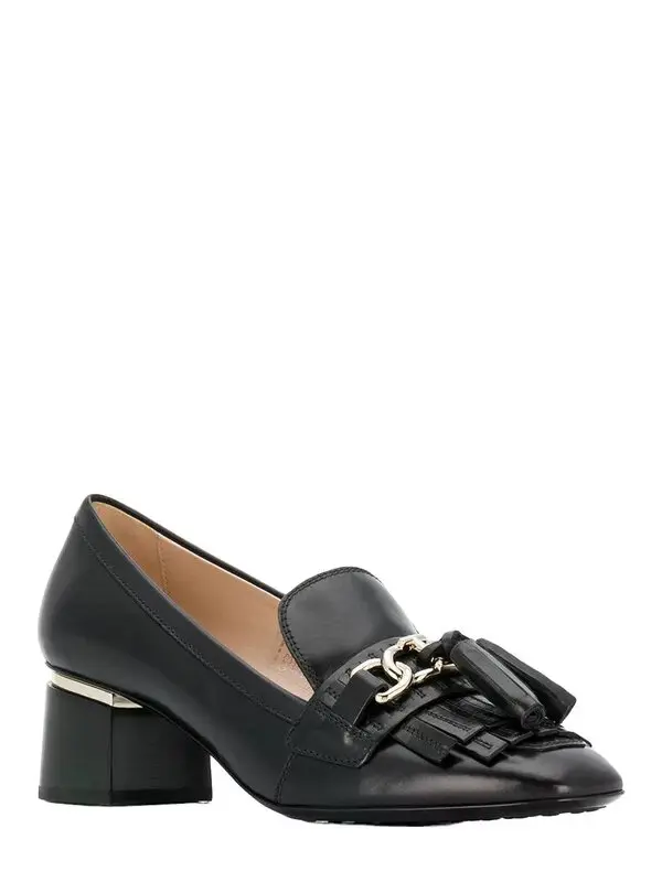 TOD'S Leather Loafers With Tassel And Chain Detail - Black