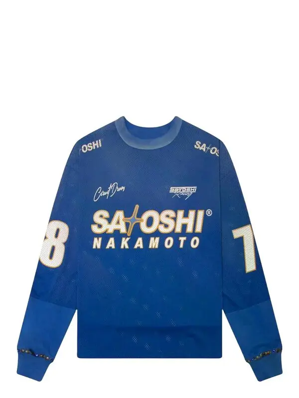 SATOSHI NAKAMOTO Crystal Embellished Mesh Sweater - Blue