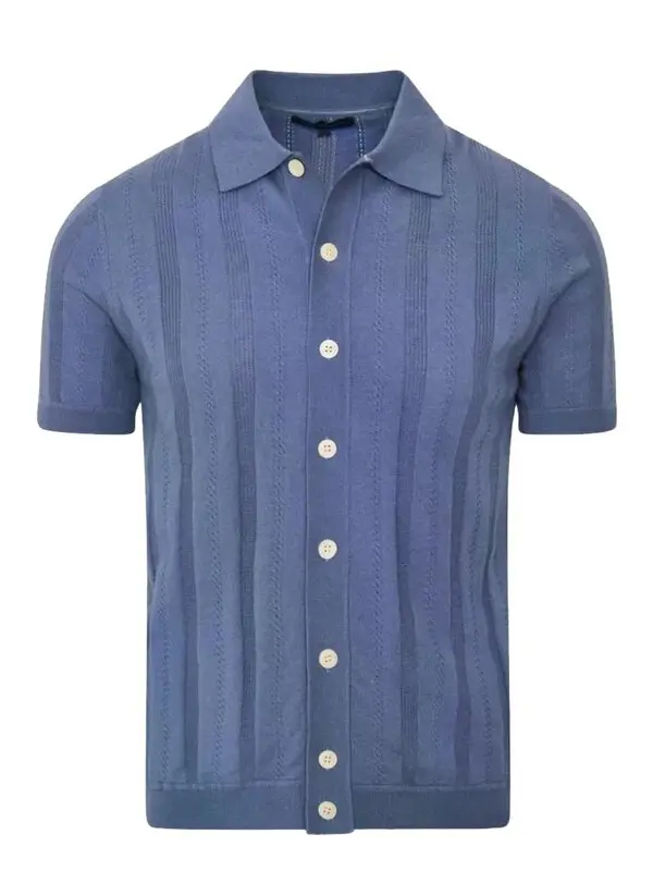 PATRICK ASSARAF Cable-knit Short-sleeve Shirt - Blue
