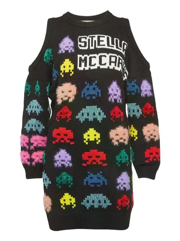Stella McCartney Intarsia Knit Cold-shoulder Sweater - Black