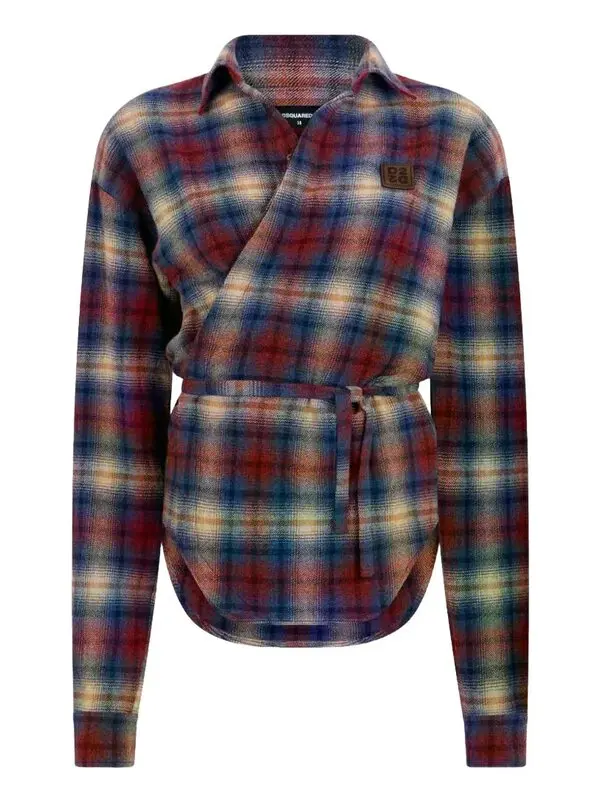 Dsquared2 Checked Wool Flannel Wrap Shirt - Red