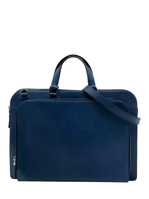 Prada Saffiano Cuir Business Bag - Blue