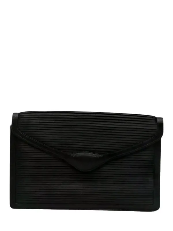 Gucci 1950s Pleated Satin Clutch Bag - Black