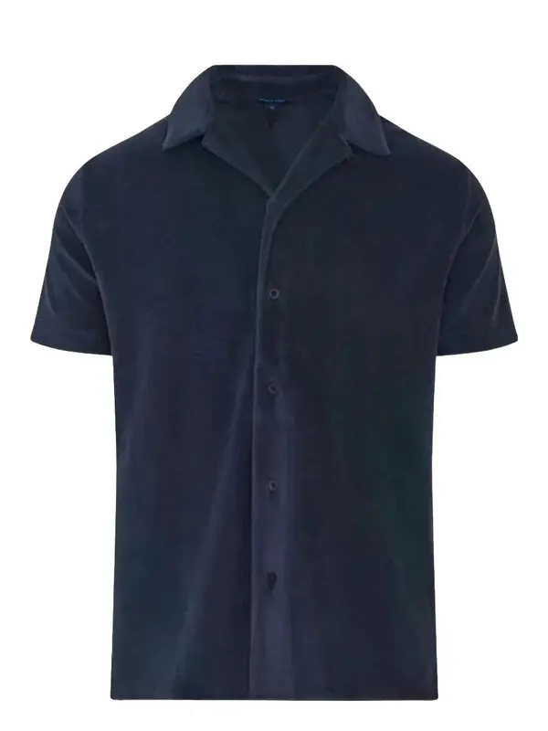 PATRICK ASSARAF Terry-texture Short-sleeve Shirt - Blue