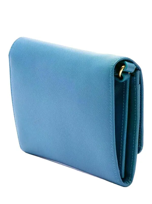 Prada Saffiano Lux Wallet On Strap Crossbody Bag - Blue
