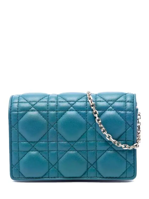 Dior Lambskin Cannage Waist Pouch On Chain - Blue
