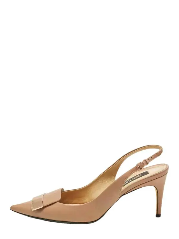 SERGIO ROSSI Beige Leather Slingback Pumps - Neutrals
