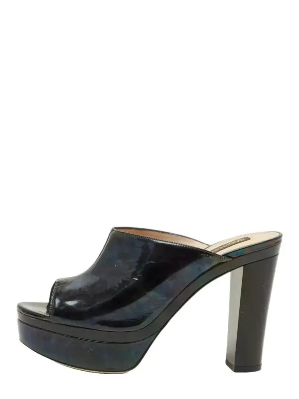 Roberto Cavalli Leather Patent Platform Sandals - Black
