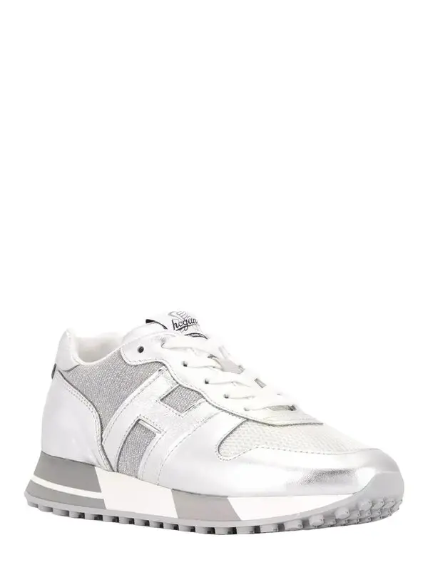 Hogan Metallic Ribbed Panel Sneakers - Silver