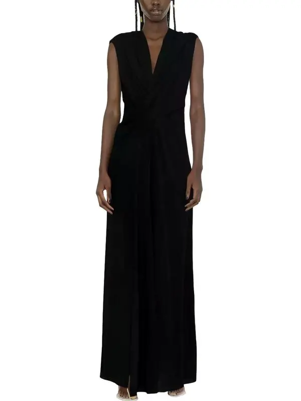 Alberta Ferretti Sleeveless V-neck Maxi Dress With Cut-out Detailing - Black